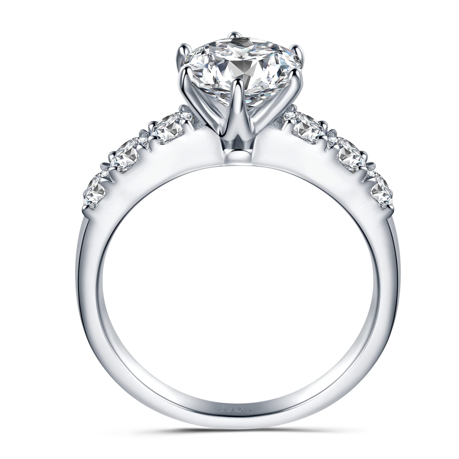Atylyk Total 3.2cttw Center 2CT Moissanite Engagement Ring Wedding Promise Gold-plating Sterling Silver Rings for Women,Size 6
