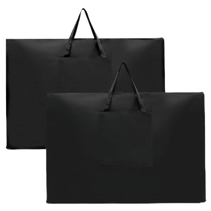 ZUQIAN 2 Pack Large Size Art Portfolio Bag with Nylon Shoulder, 27 x 36 Inches Poster Board Storage Bag, Waterproof Drawing Painting Sketch Bag Case for Artist and Student Art Work Portfolio