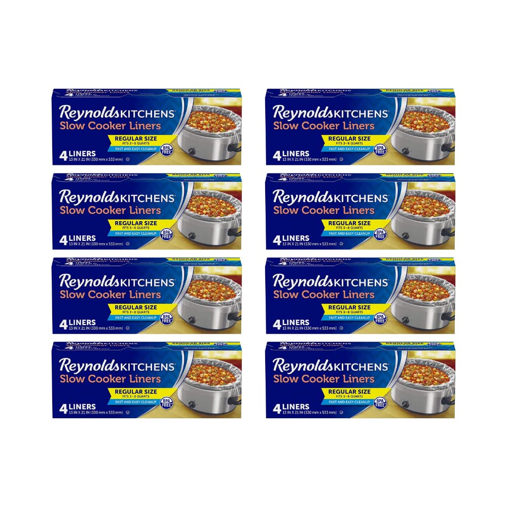 Reynolds Kitchens Slow Cooker Liners, Regular (4 Count, Pack of 8)