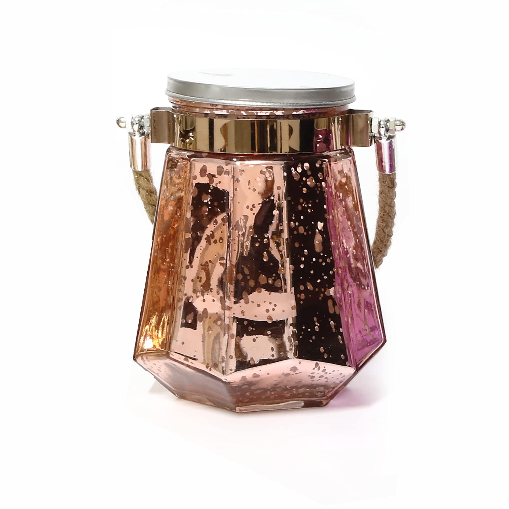 Hanging Outdoor Waterproof Tree Lantern Battery Operated Fairy Starry Twinkle Firefly Mini Led String Lights with Timer Rose Gold Mercury Glass Mason Jar Lamp for Yard Backyard Garden Patio Decoration