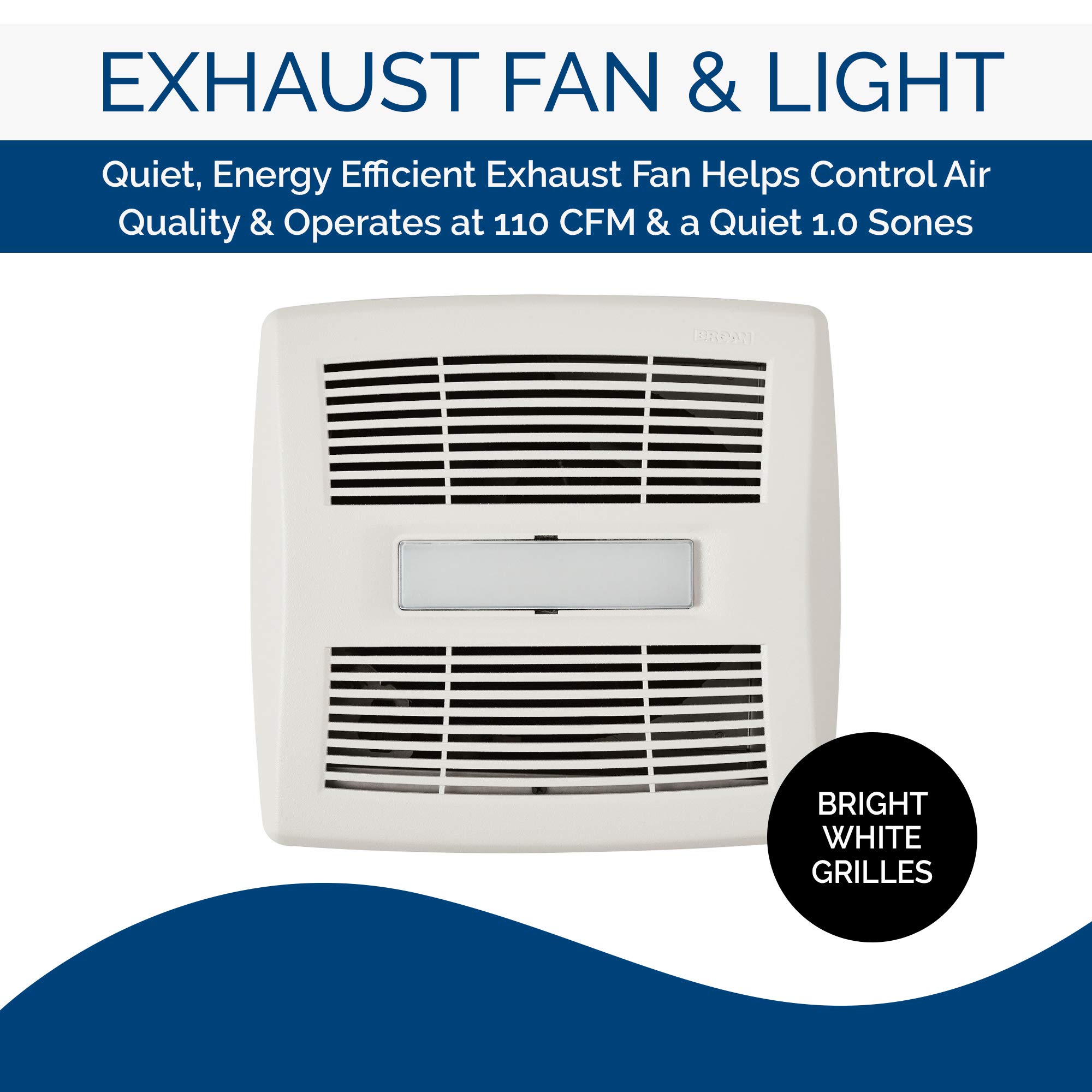 Broan-NuTone Ventilation Fan with LED Light 110 CFM and Bath Exhaust Fan, Heater, Light Combo 80 CFM