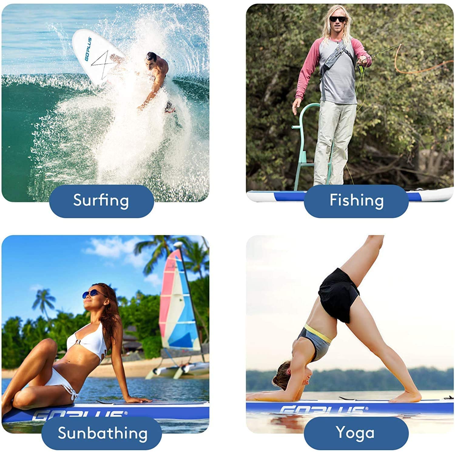 AUGESTER 10‘/10.5‘/11’ Inflatable Lightweight Stand up Paddle Board, Premium Yoga Board W/Durable SUP Accessories, with Fins, Carrying Bag, Non-Slip Deck, Adjustable Paddle & Hand Pump, Wide Stance