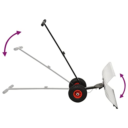 Canditree Manuel Snow Plow, Heavy Duty Wheeled Snow Shovel for Driveway or Pavement Clearing