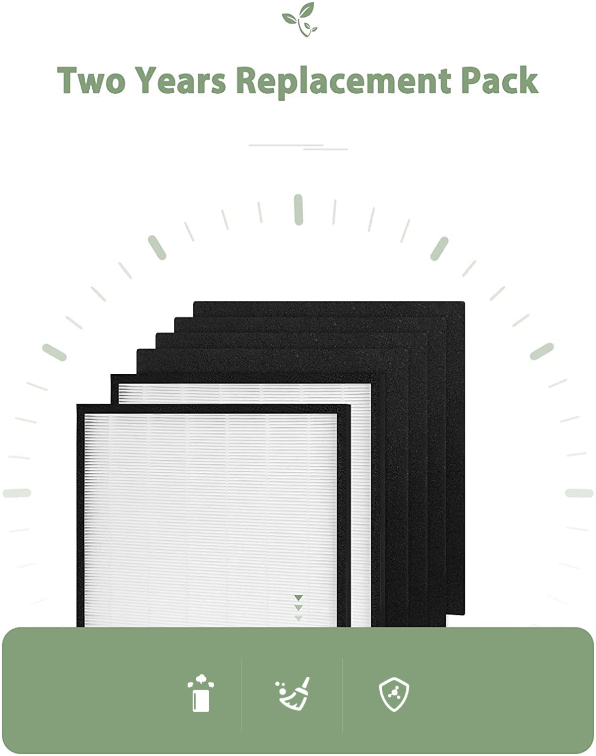 Future Way 2-Pack FLT5900 Filter J Compatible with Germ Guardian AC5900WCA Air Purifier, with 4 Carbon Filters, Part# FLT5900