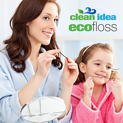 Clean Idea Ecofloss 6x25m Dental Floss - Charcoal Mint - Bamboo Floss, Unwaxed Dental Floss, Natural Floss, Floss Refill, Organic Floss, Wax Floss, Biodegradable Floss, Eco Floss