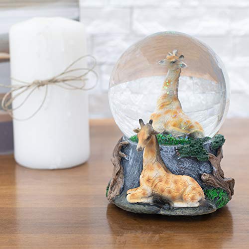 Elanze Designs Giraffe Friend Couple 100MM Musical Snow Globe Plays Tune Born Free