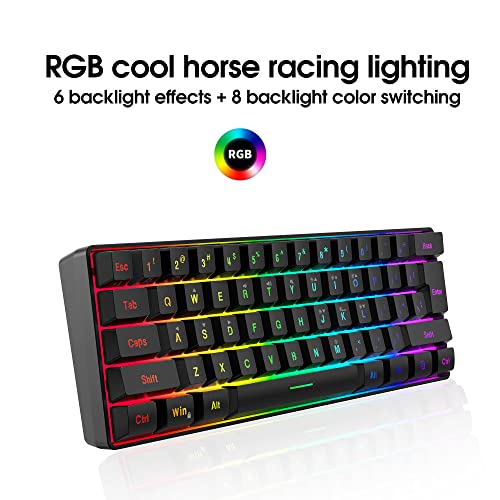 DGG 60% Gaming Keyboard and Mouse Combo, Small Keyboard and Mouse Set, Mini Gaming Keyboard 61 Keys True RGB Mechanical Feel, for Computer PC Gamer