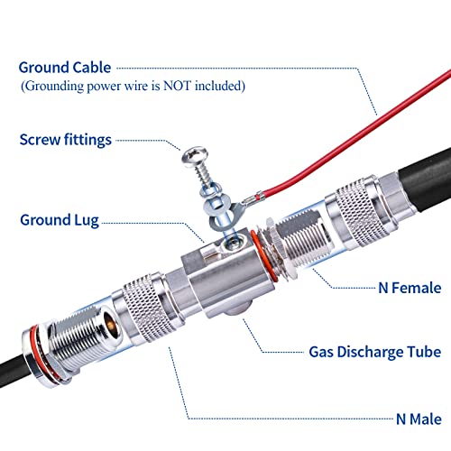 Bingfu N Type Lightning Arrestor 0-6GHz N Male to N Female Low Loss Coaxial Surge Protector