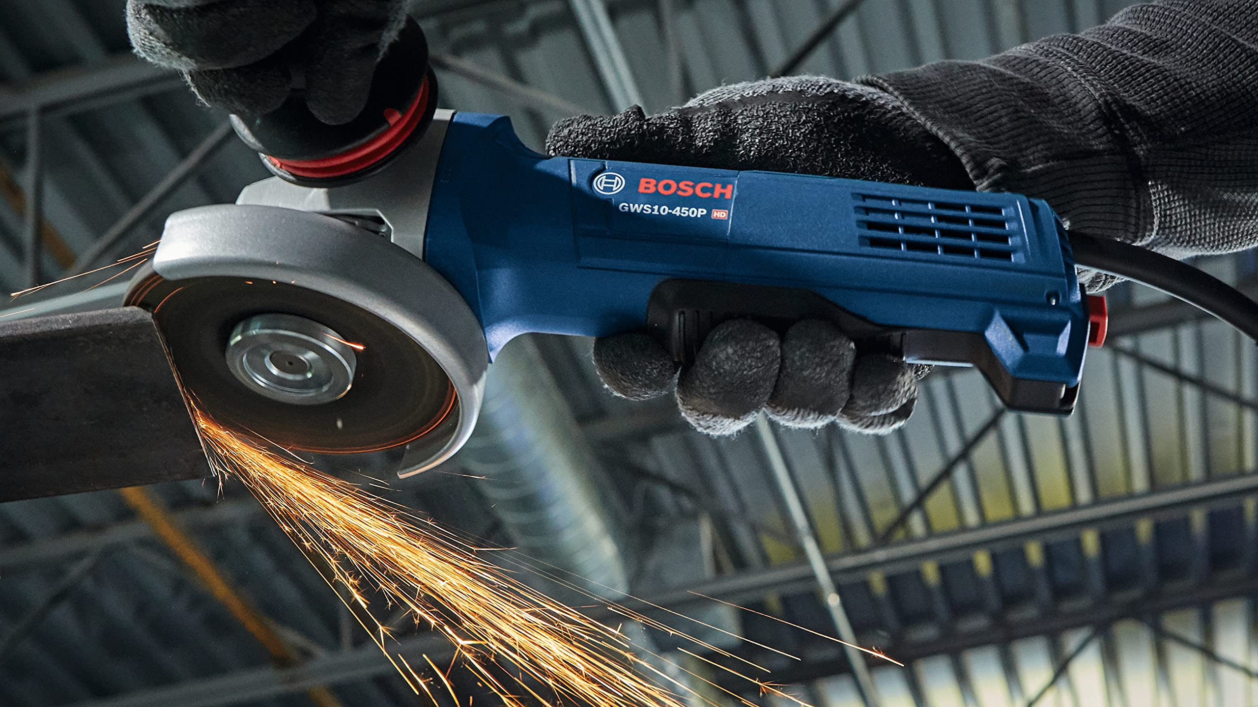 BOSCH GWS10-450P 4-1/2 In. Ergonomic Angle Grinder with Paddle Switch, Grey,black,blue
