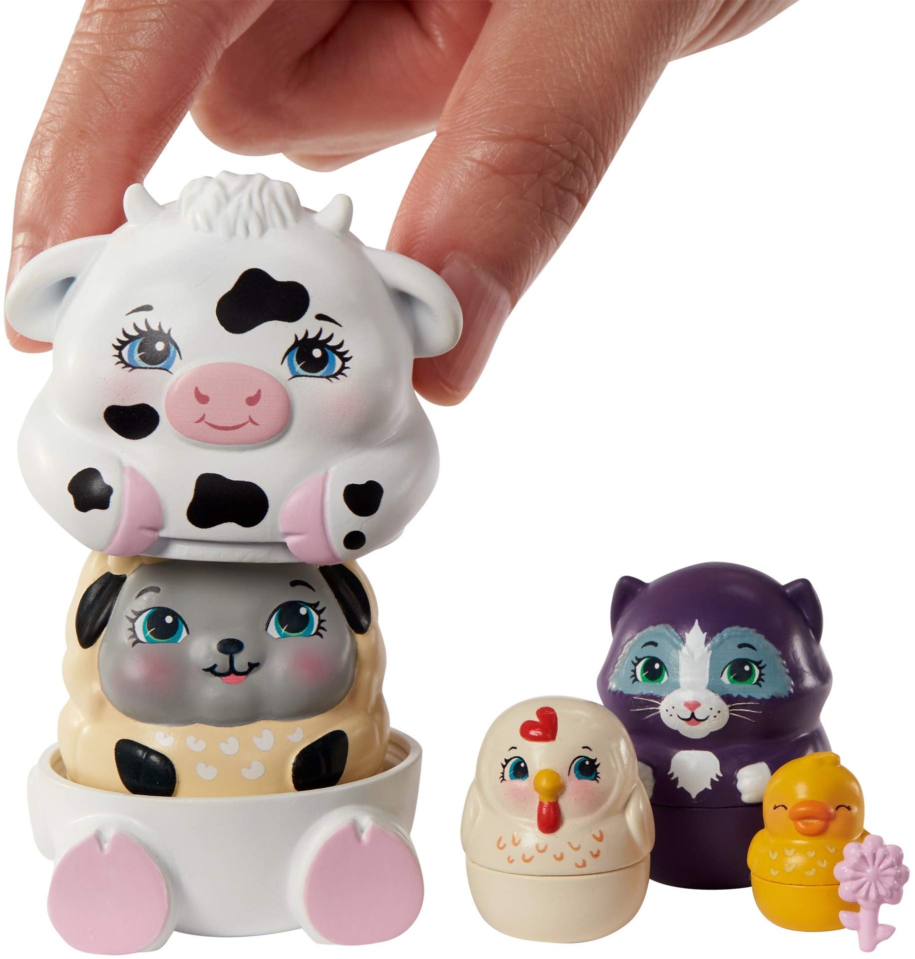 Enchantimals Secret Besties Farmhouse Playset with Small Doll House, Cambrie Cow Doll (3.5-inch), 5 Nesting Animal Figures & Accessory, Harvest Hills Toy Collection