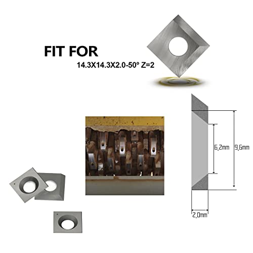 Carbide Inserts Cutters Knives 14.3mm Square Replacement 2 Cutting Edges for Cutech Tool Planer Jointer 40700H-CT 4700HC-CT 40100H-CT 40600H-80100-CT 40200H-CT 40600HC-80100-CT 40200HC-CT Head 10pc