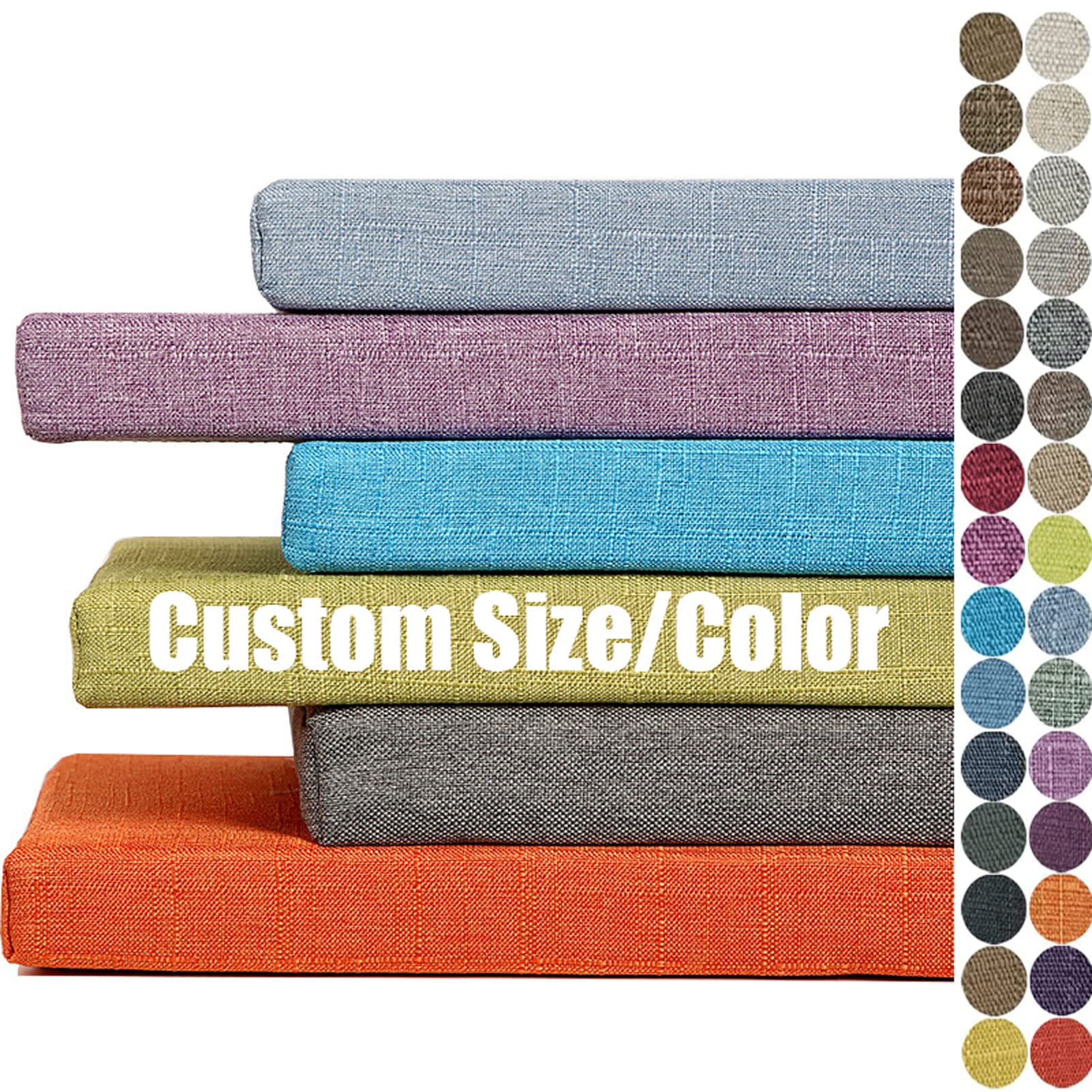 Custom Bench Cushion, Personalized Size Bench Pad with Non-Slip Bottom Bay Window Seat Cushion Indoor, Garden Patio Bench Cushions for Outdoor Furniture, Long Chair Seat Pad for Swing Porch(4" Thick)