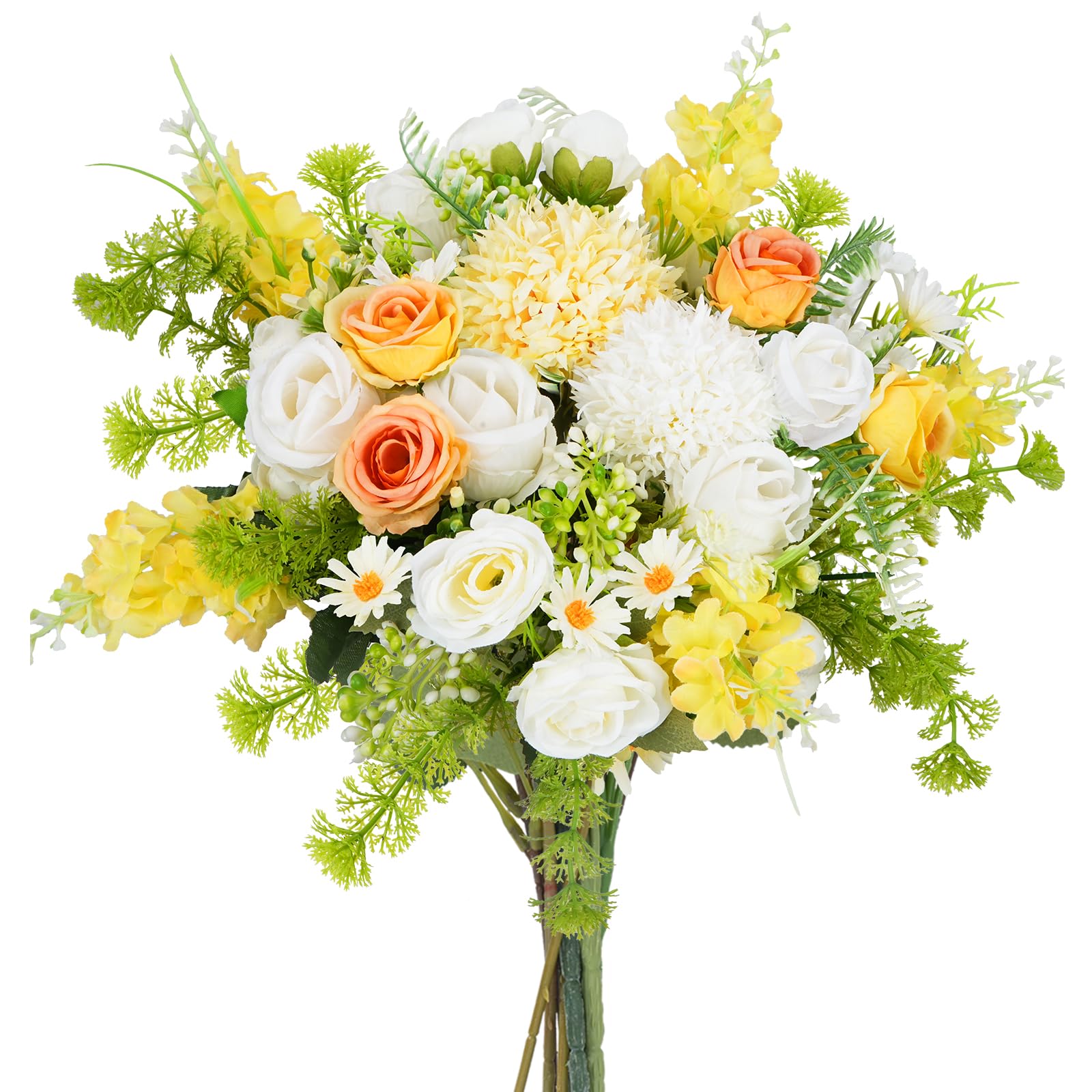 HO2NLE 2pcs Artificial Flowers Silk Daisy Plastic Chrysanthemum Outdoor Fake Flowers Faux Plastic Chrysanthemum for Home Wedding Hanging Garden Porch Window Box DΓ©cor Yellow