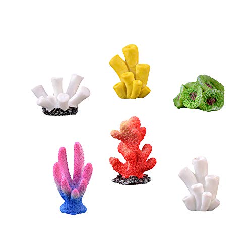 Danmu 10Pcs of Random Style Polyresin Coral Ornaments, Aquarium Coral Decor for Fish Tank Aquarium Decoration Approx. 1.7" in Height