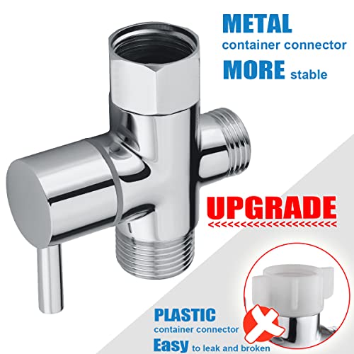 Brass Bidet T Adapter with Toilet Connector Line, Bidet Adapter Valve with Shut Off Valve, Connect to 1/2 or 3/8 Bidet Hose, 7/8" Toilet Tee Adapter for Handheld Bidet Attachment,Chrome,SonTiy