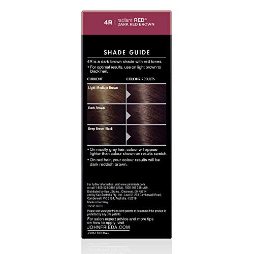 John Frieda Precision Foam Colour, Dark Red Brown 4R, Full-Coverage Hair Color Kit, Anti-Fade Gray Coverage, Deep Color Saturation Hair Dye, 1 Application