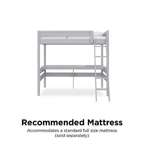 DHP Dorel Living Harlan Wood Bed with Ladder and GuardRail, Twin, Gray Loft