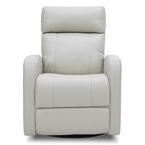 CHITA Genuine Leather Power Swivel Glider Recliner Chair,USB Charge Manual Headrest Double Layer Backrest Truck armrest Recliner Chair Sofa for Living Room and Nursery-Light Grey
