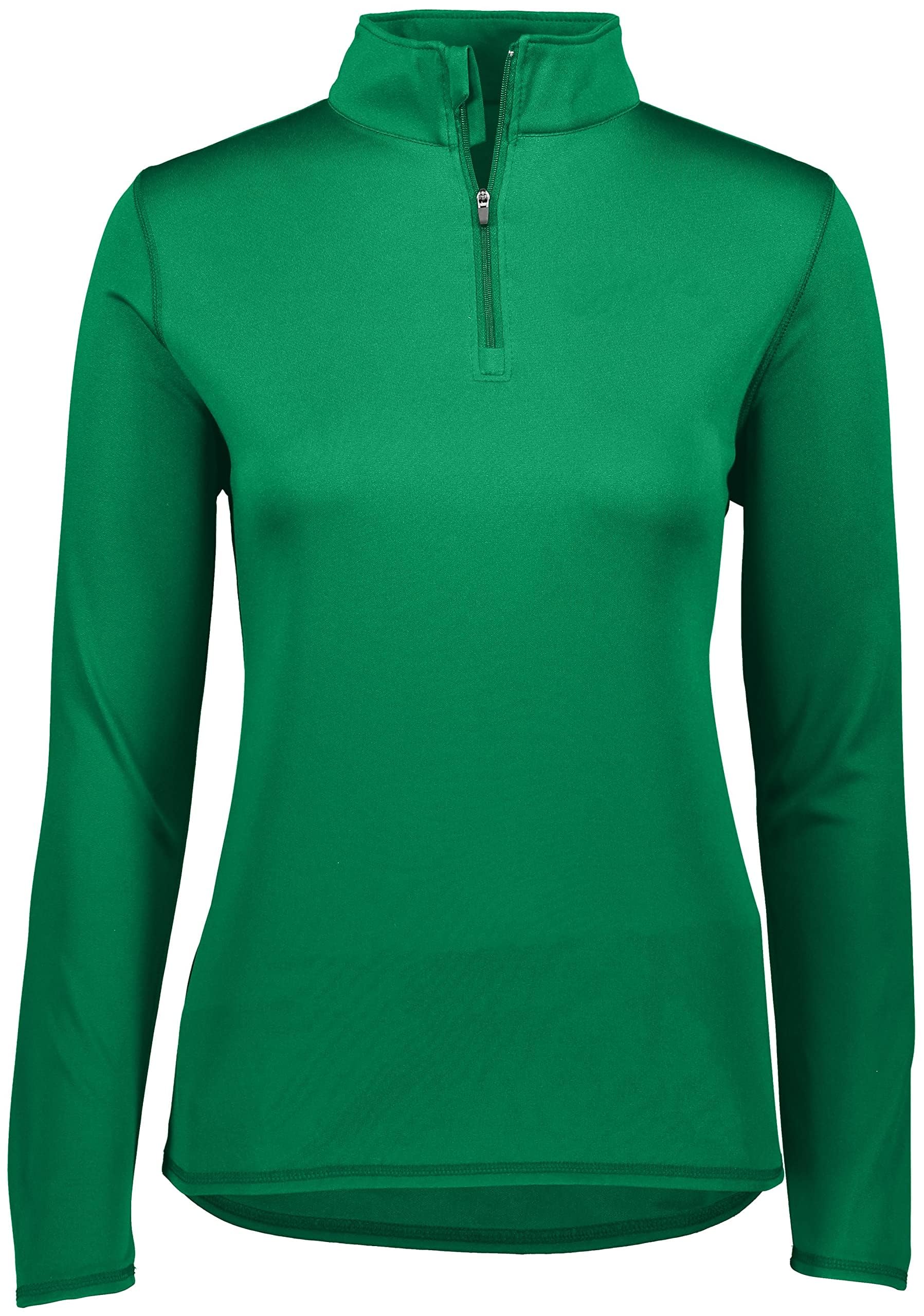 Augusta Sportswear Ladies Attain Wicking 1/4 Zip Pullover - Women's Running Long Sleeve Jacket with Sun Protection, Kelly, Large