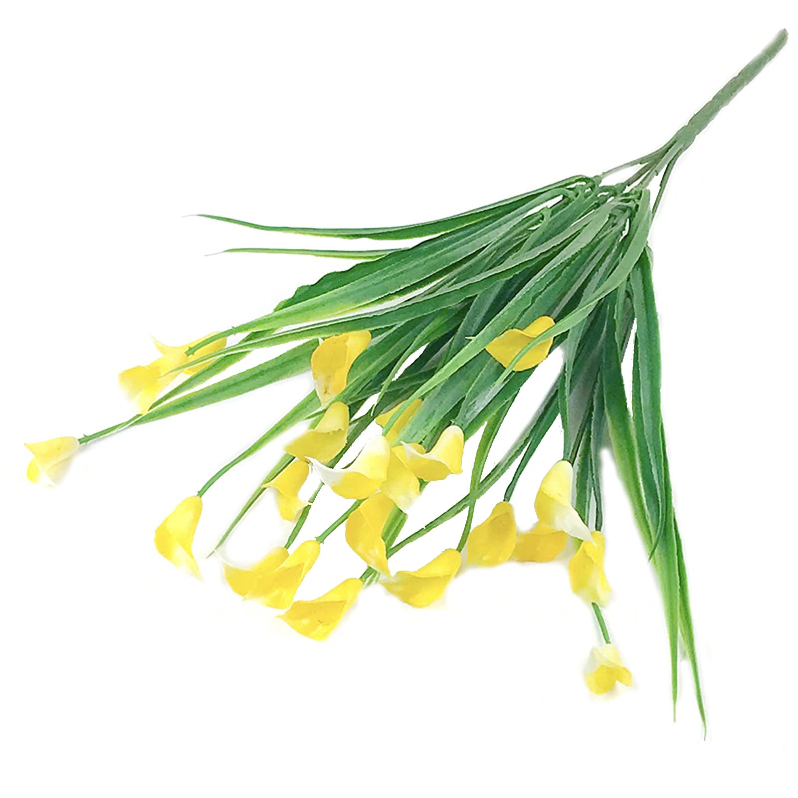 Cusmyre 3Pack Artificial Flower Calla Leaf Plastic Fake Lily Flower Aquatic Plants Faux Plants Bushes for Home Garden Wedding Decor (Yellow)