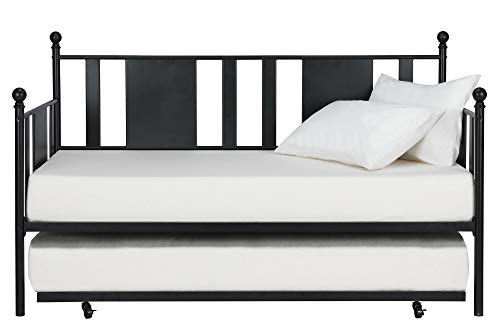 DHP Lavinia Metal Daybed with Trundle, Full Size Sofa Bed, Black