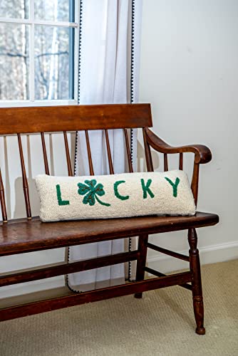 Chandler 4 Corners Artist-Designed Irish Clover Hand-Hooked Wool Decorative Throw Pillow (8β x 24β) St Patrick's Pillow for Couches & Beds-Easy Care, Low Maintenance St Patty's Day Shamrock Pillow