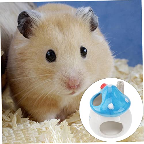 COLLBATH Mushroom Ceramic Nest Bath Animal Cage - Chinchilla Cage Accessories Hamster Accessories for Cages Small Animal Cage Accessories Pet Supply Small Animals House Red