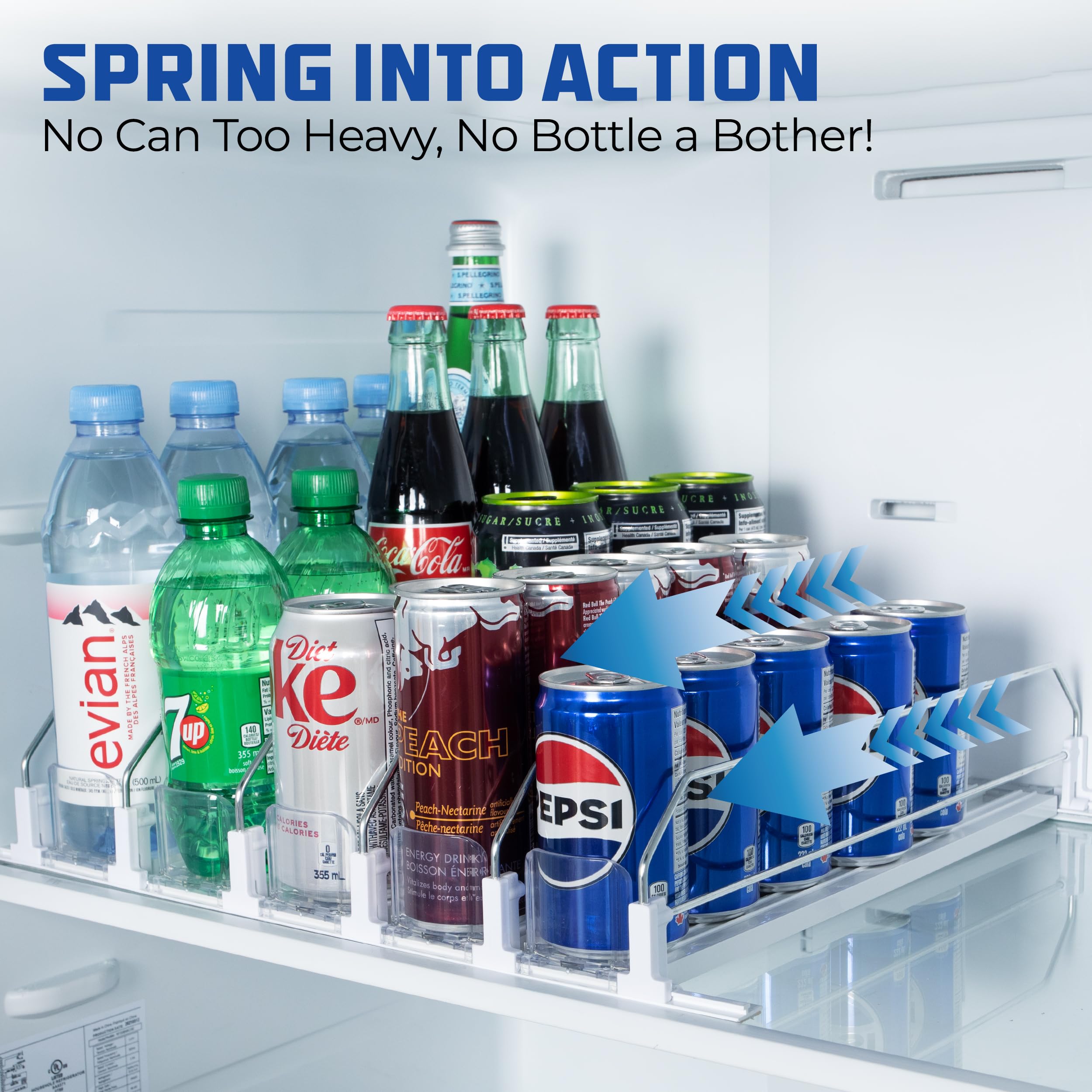 Drink Organizer for Fridge, Upgraded Self Pushing Fridge Drink Organizer, Automatic Drink Dispenser for Fridge-Holds up to 25 Cans - Accessories Included