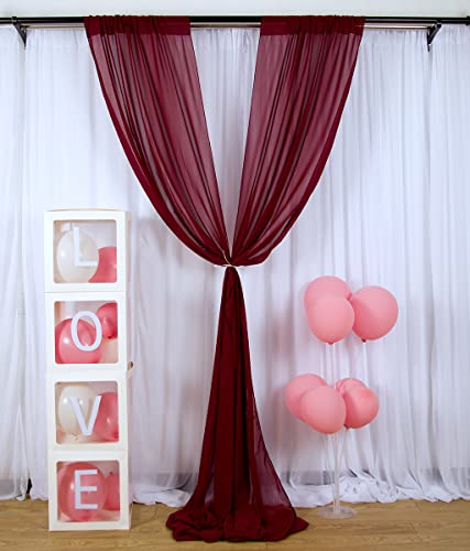 Chiffon Backdrop Curtain 7Ft Voile Sheer Curtain 2 Panels 30x84 Inches Romantic Wedding Ceremony Backgrounds Polyester Chiffon Backdrop Chiffon Fabric Drapes for Party Stage Decoration