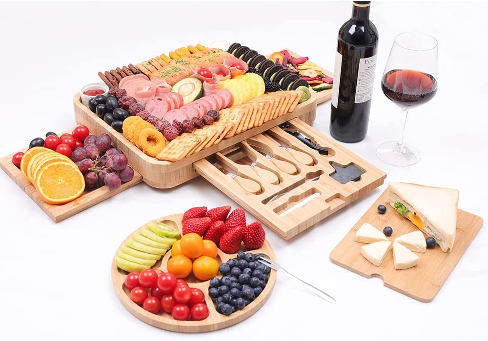 Charcuterie Boards Cheese Boards Set with Knife Set for House Warming Gifts New Home Decor, Anniversary Birthday & Wedding Gifts for Couple, Bridal Shower Gift for Women