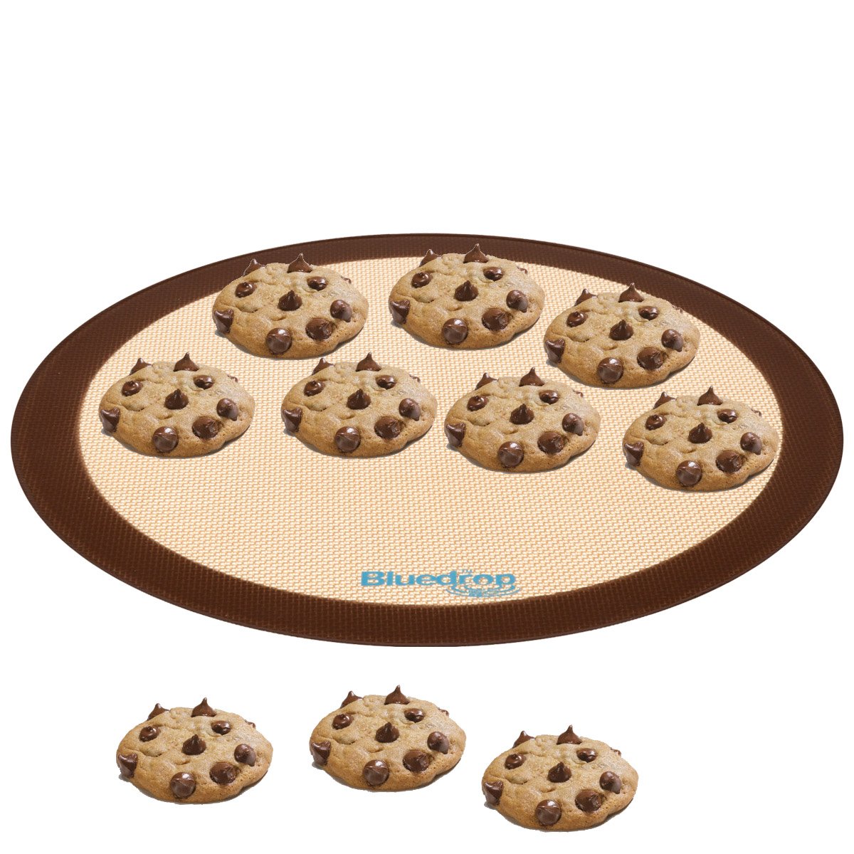 Bluedrop Round Silicone Baking Mats and Perforated Baking Sheet Sets For Toaster Oven Liners Pizza Tarlets Bread Cooking Sheets Air Fryer Non Stick Baking Mats Pack of 2
