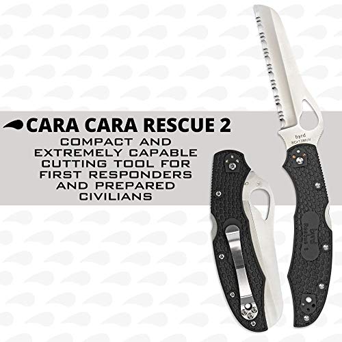 Byrd Cara Cara 2 Rescue Lightweight Knife with 3.88" Stainless Steel Sheepfoot Blade and High Performance Black FRN Handle - SpyderEdge - BY17SBK2