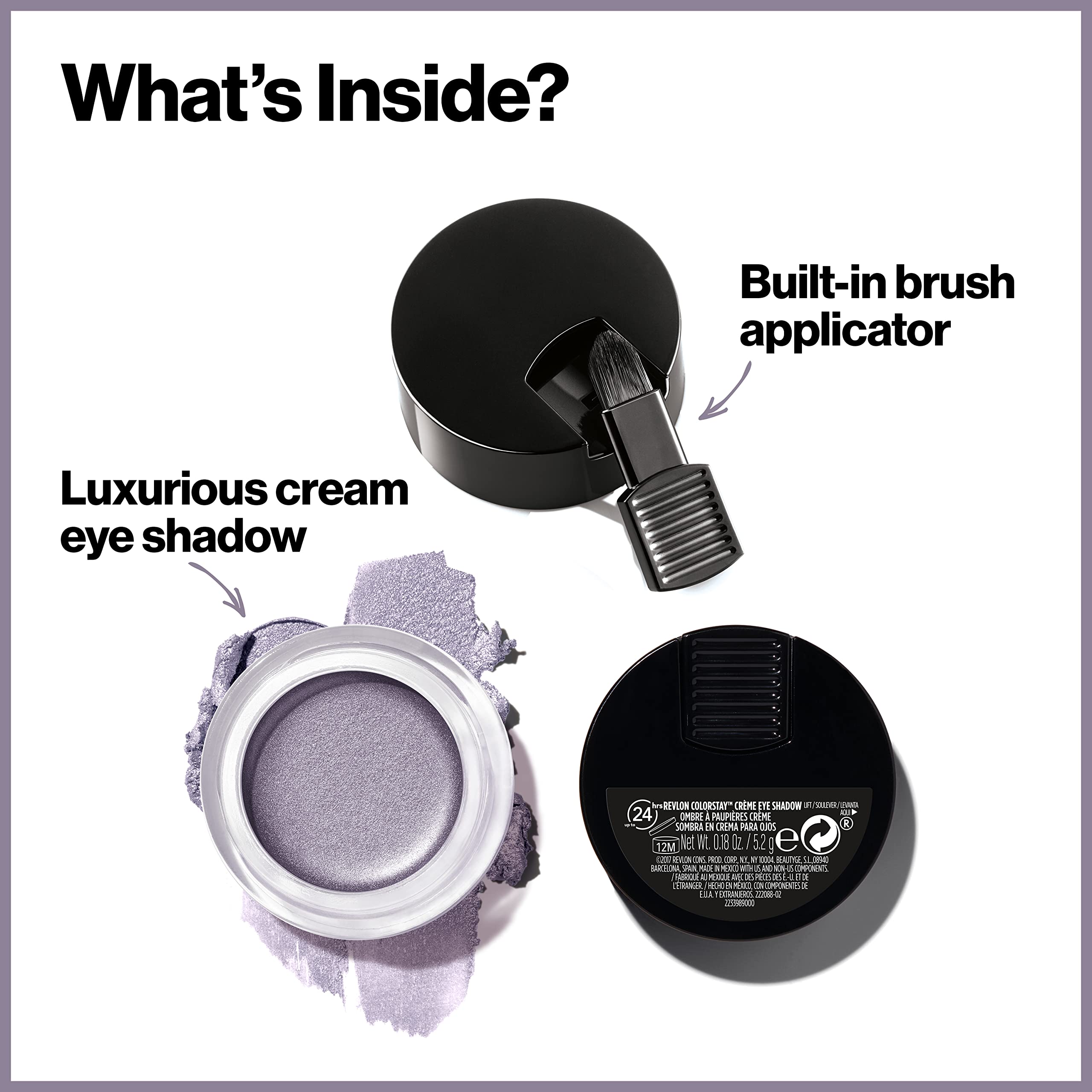 REVLON Colorstay Creme Eye Shadow, Longwear Blendable Matte or Shimmer Eye Makeup with Applicator Brush in Silver, Earl Grey (760), 0.18 Ounce (Pack of 1)