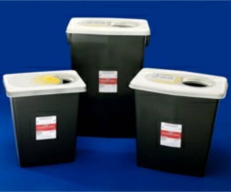 Covidien 62421100 Pharmaceutical Waste Container 12.75d X 18.25w X 26h Inch 18 Gallon Black Base Snap-on Lid 8617rc Box Of 5
