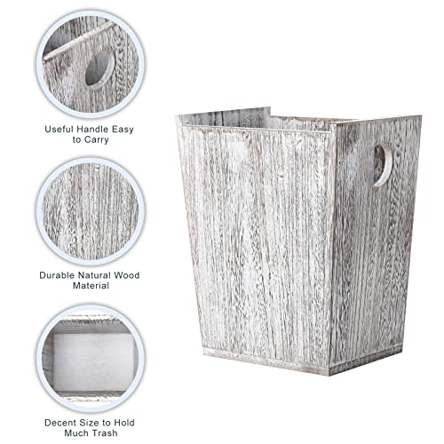 ETELI Wood Waste Basket Small Trash Can for Office Rectangular Garbage Can Decorative with 2 Handles for Bathroom Bedroom Kitchen Hotel