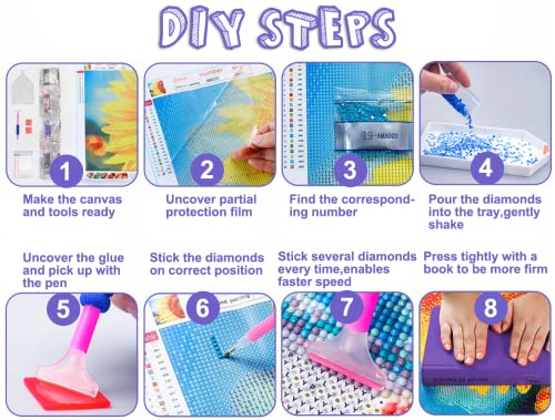 Diamond Painting Kits for Adults Beginners -Diamond Art Kits for Home Wall Decor - DIY 5D Round Full Drill Butterfly & Flowers Picture Arts Craft - Includes Diamond Dotz and Gem Art 13.8x13.8 inch