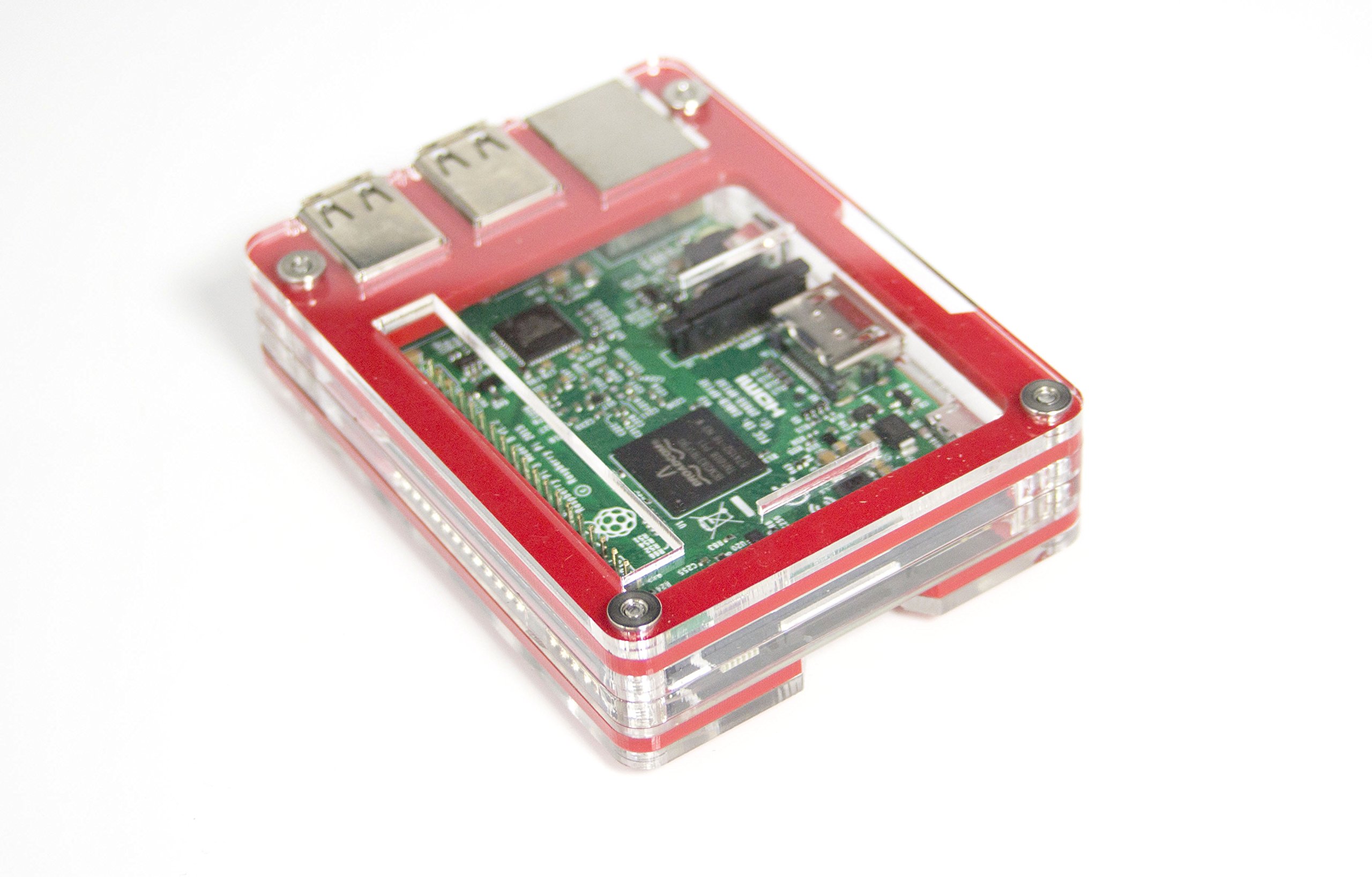 Zebra Case - Raspberry Pi 3 B+, Pi 2, Pi B+ and 2B (Berry Red) with Heatsinks ~ C4Labs