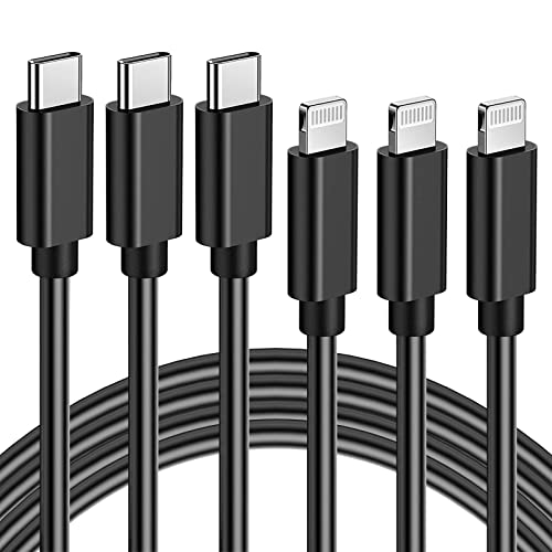 C to Lightning Cable 3Pack 3FT, USB C iPhone Fast Charging Cable [Apple MFi Certified], Type C to iPhone Charger Cable Cord for iPhone 14 13 12 Mini Pro Max 11 X XS XR 8 Plus iPad AirPods Pro, Black