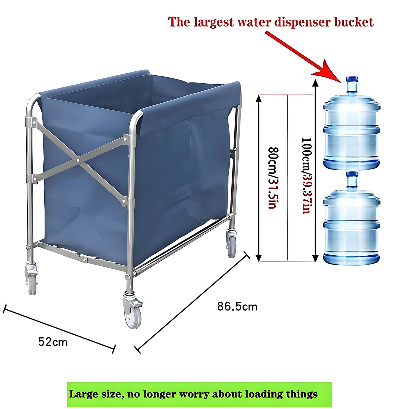 Collapsible Laundry Cart with Wheels Commercial 12 Bushel Folding Laundry Basket, Heavy Duty Rolling Laundry Hamper with Removable Waterproof Oxford Bag and Reinforced Steel Frame, 330 lbs Load 