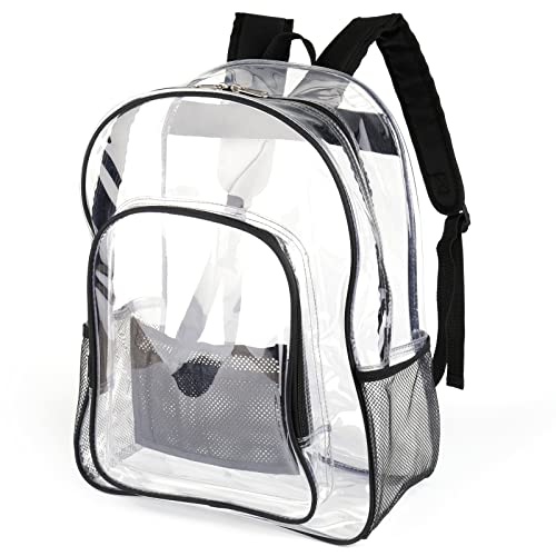 Clear Backpack Heavy Duty Clear Bookbag See Through Backpack Transparent Plastic Bookbags for School Work,Boys Girls Adults