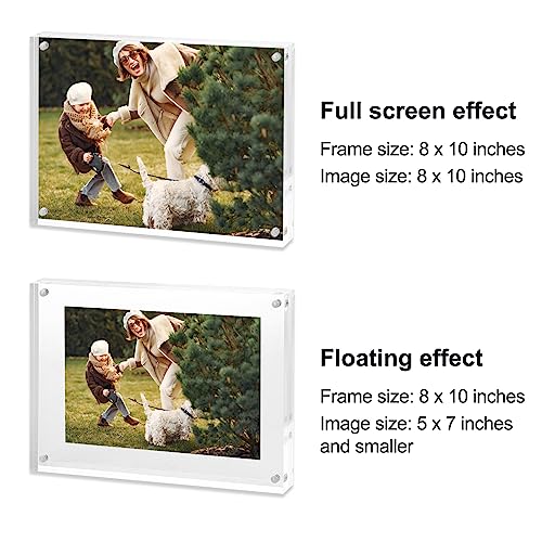 Fixwal Acrylic Frame, Clear Picture Frame 8x10, Set of 3, Magnetic Photo Frame, 10mm Clear Glass Frame, Wedding Table Numbers, Glass Table Top, Frameless Photo Frame