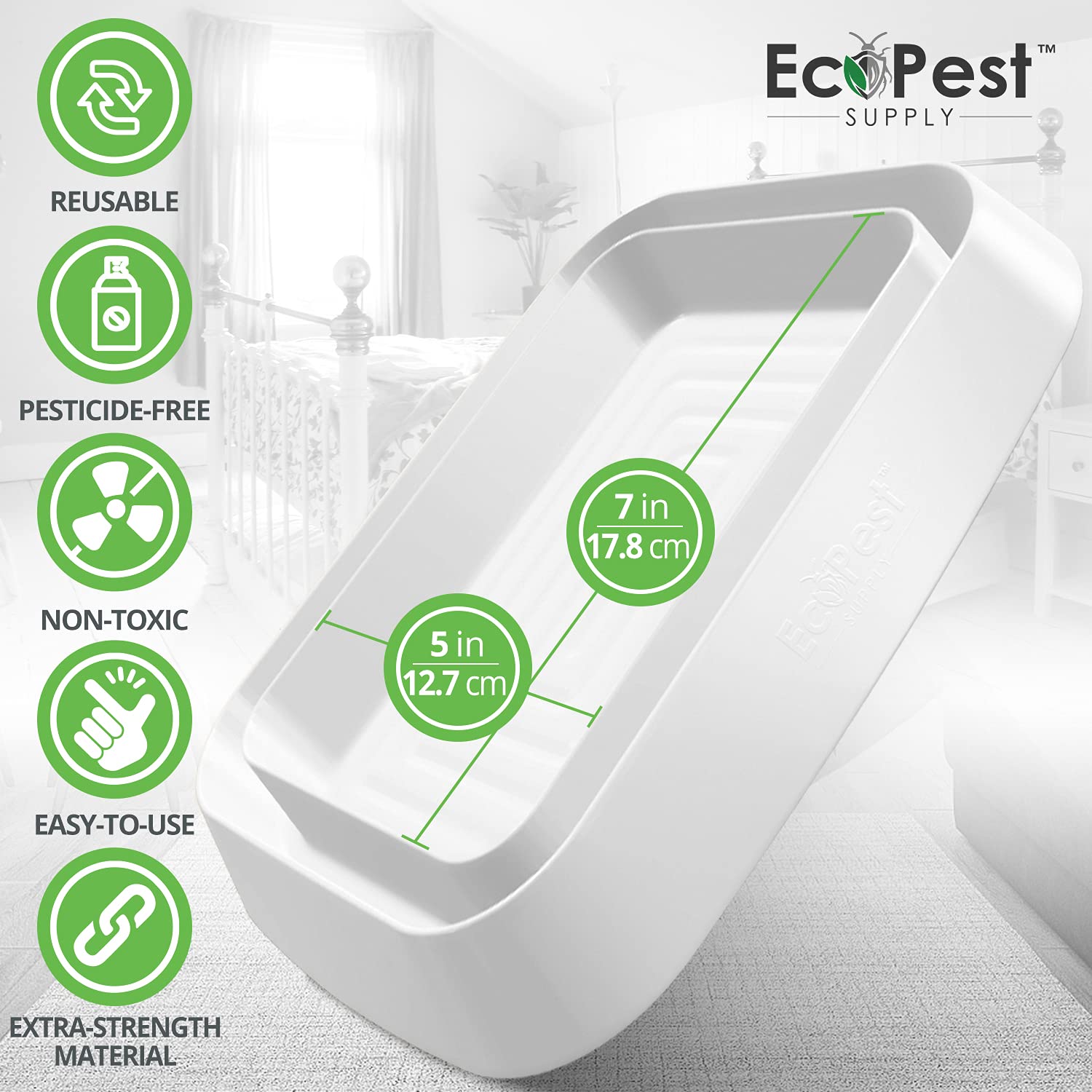 Bed Bug Interceptors β 8 Pack | Bed Bug Blocker (XL) Interceptor Traps | Extra Large Insect Trap, Monitor, and Detector for Bed Legs (White)