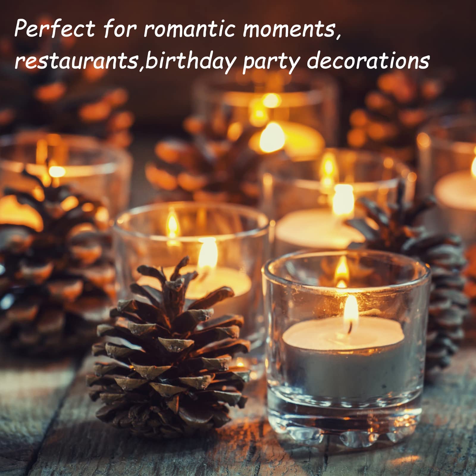 NuCandle Tea Lights Candles 50 Pack Unscented Tealight Candles Bulk for Wedding Christmas Home Decorative Outdoor Mini White Tea Lights Candle