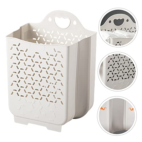 Cabilock 3 Sets Holding Mounted Hanging Space Household Clothes Sticky Wall Laundry for Mesh Hamper Bathroom Mount Container with Folding Dirty Basket Foldable Plastic Hook Organizers Kids