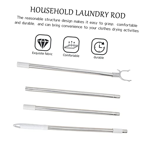 Cabilock 3pcs Clothing Shelf Cm Rod Utility Steel Outdoor Reacher Curtain Reach Retractable Hanger Pole Clo Stainless Adjustable Clothes Telescopic Wardrobe Poles Reaching with Long