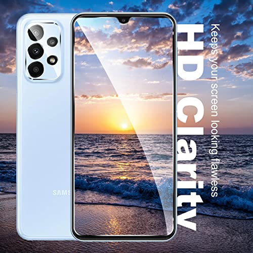 Cizerin 4 Pack Screen Protector for Samsung Galaxy A23 5G/4G 6.6 inch - 2 Pack Tempered Glass Screen Protector and 2 Pack Camera Lens Protector - Shatter Proof- HD Clarity
