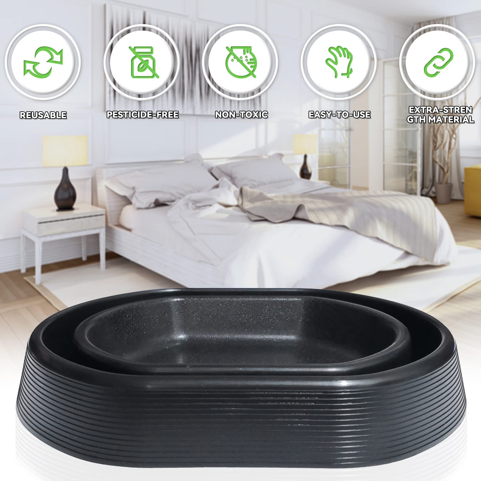Bed Bug Interceptors | Bed Bug Interceptor Traps | Insect Trap, Monitor, and Detector for Bed Legs (Black - 4 pcs)