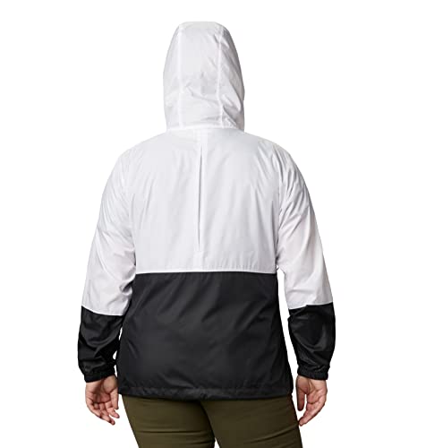 Columbia Women's Flash Forward Windbreaker, Water & Stain Resistant Outerwear, White/black, X-Large