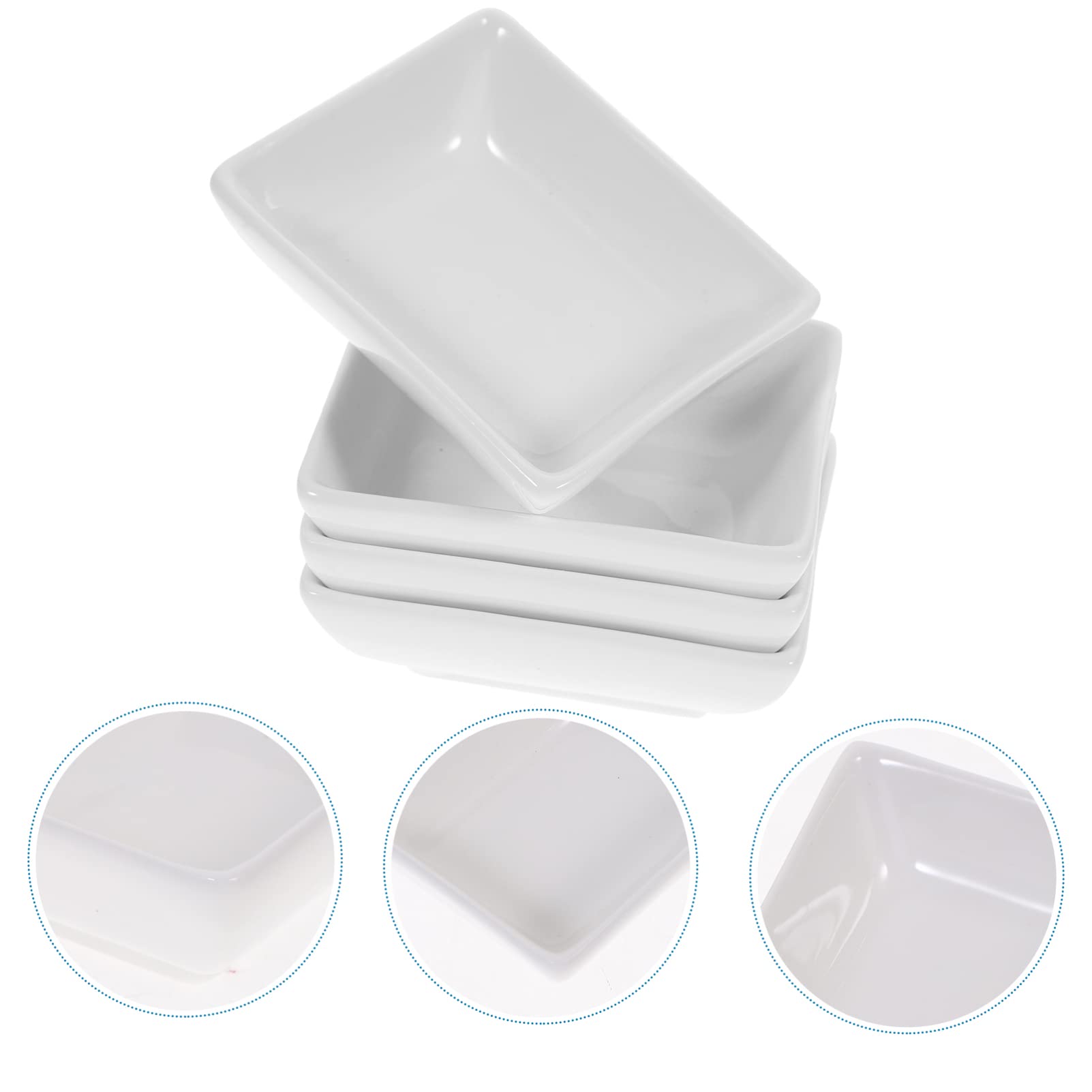 BESTonZON Ceramic Dip Bowls Sets, 3 In White Dipping Sauce Bowls/Dishes for Tomato Sauce, Soy, BBQ and other Party Supplies,Set of 4 Appetizer Plates