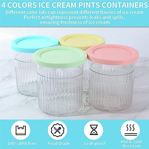 Creami Pints, for Ninja Creamy Pints and Lids - 4 Pack,24 OZ Icecream Container Safe and Leak Proof Compatible with NC500,NC501 Series Ice Cream Makers